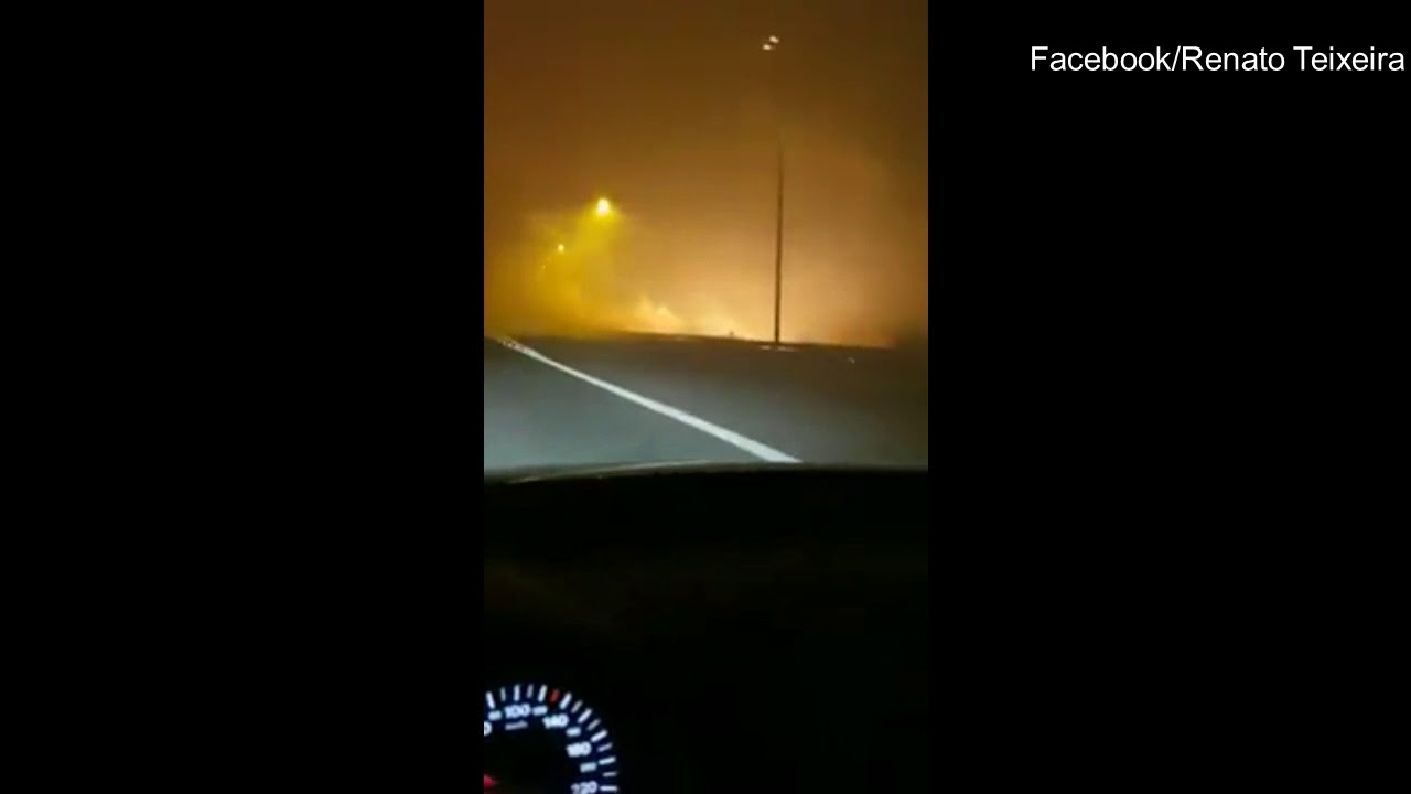 Terrifying motorist screams in horror as deadly inferno batter his ...