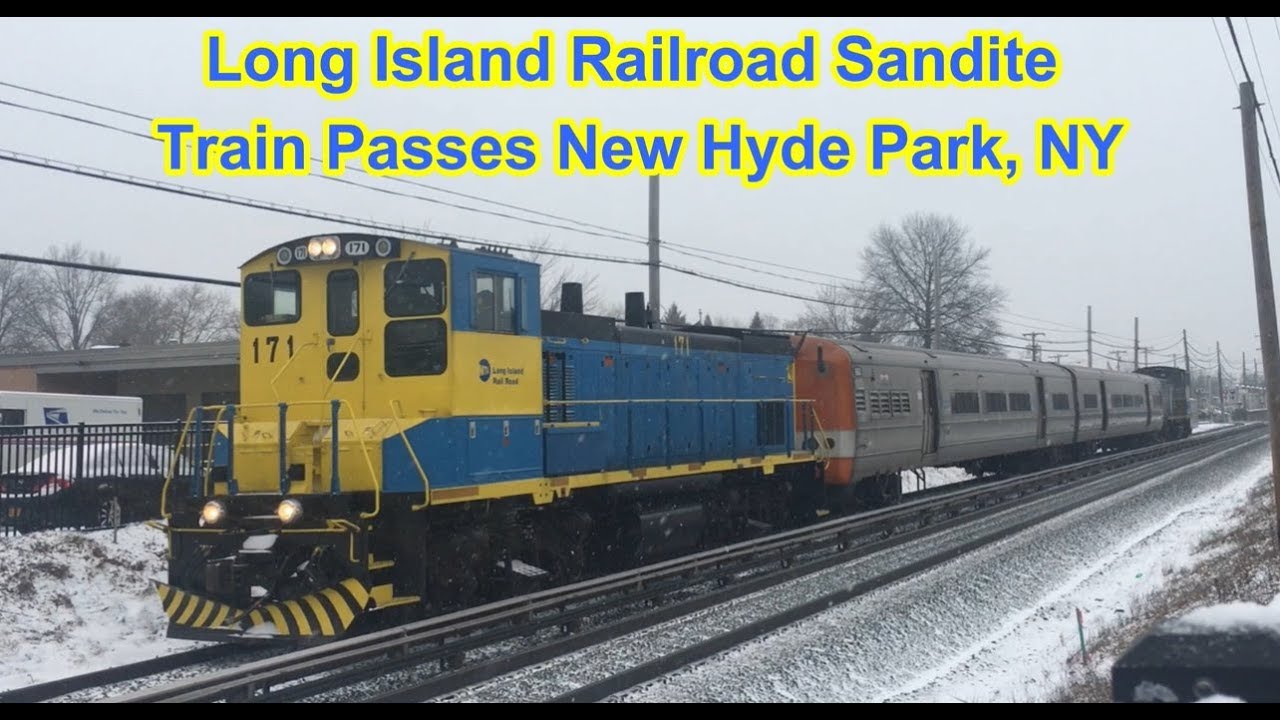 Long Island Railroad Sandite Train Passes New Hyde Park, NY - YouTube