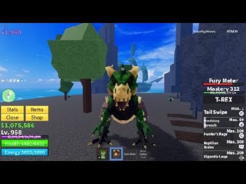 Got 300 mastery on t rex in Blox fruits - YouTube
