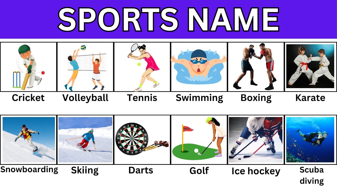 Sports Names | Learn Name of Sports in English | - YouTube