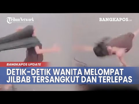 Detik-detik Wanita Melompat, Jilbab Tersangkut dan Terlepas