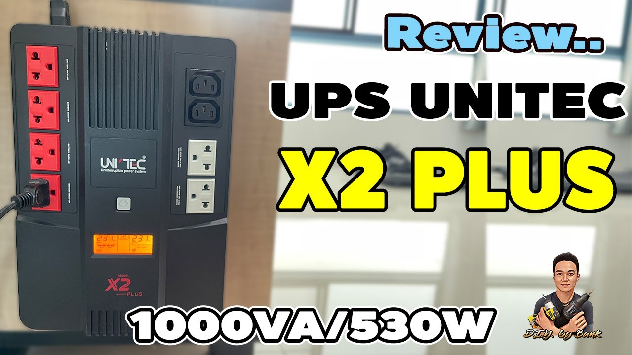 เครื่องสำรองไฟ UPS UNITEC X2 PLUS 1000VA/530W เปลี่ยนแบตเองได้ - YouTube