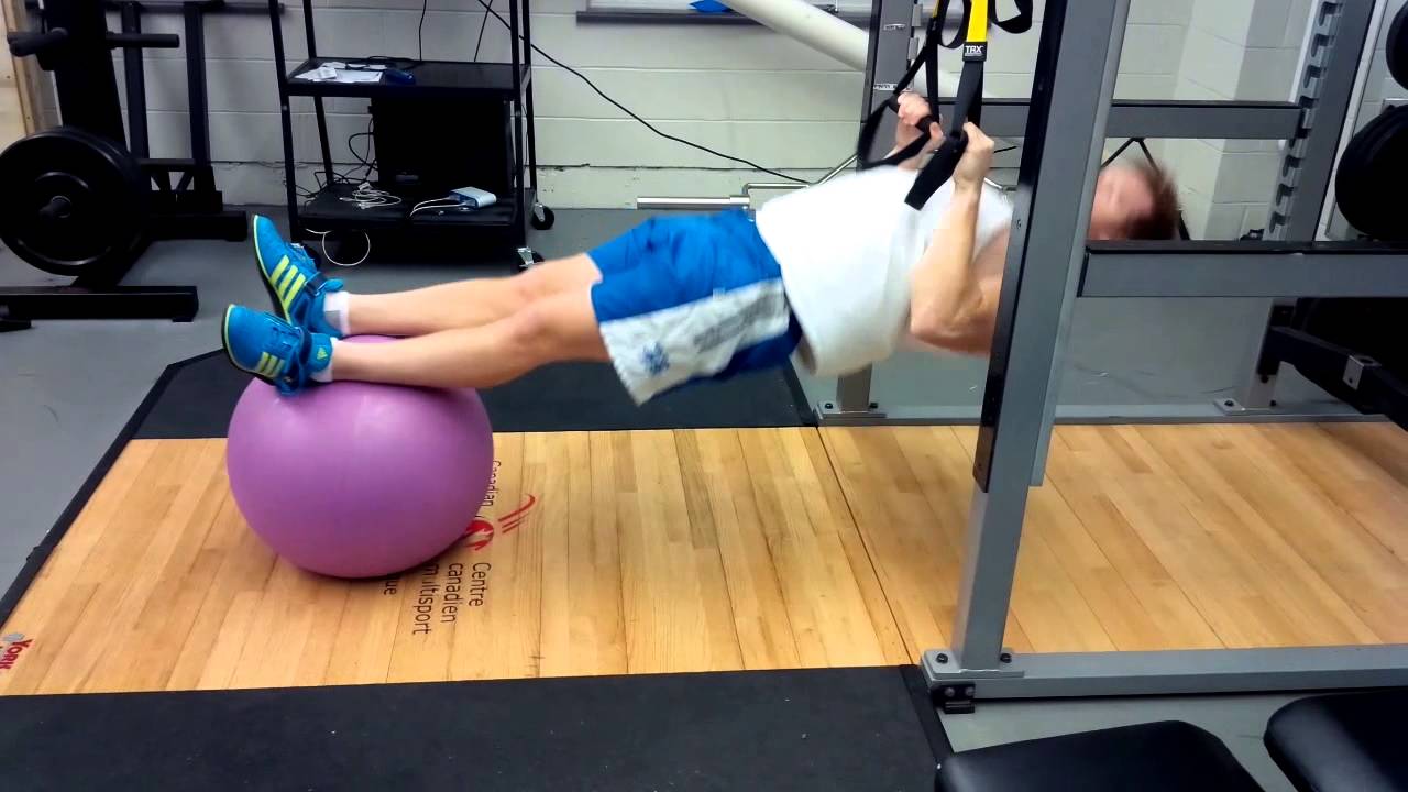 trx row feet on ball - YouTube