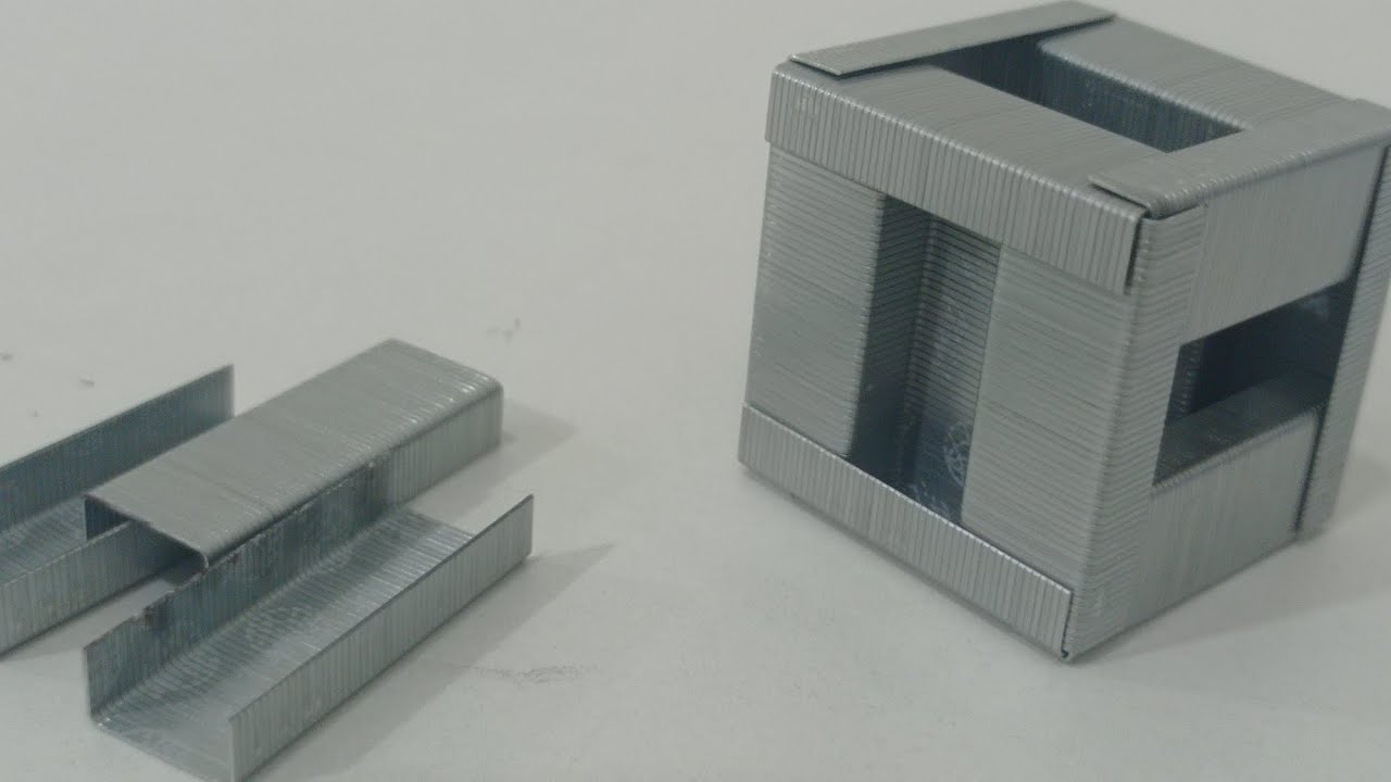 staple pins model cube craft - YouTube