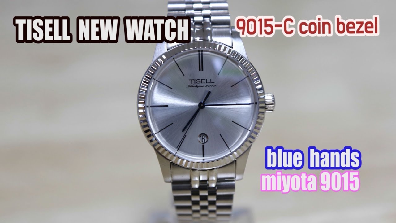 tisell watch 9015-c coin bezel blue hands-miyota 9015 - YouTube