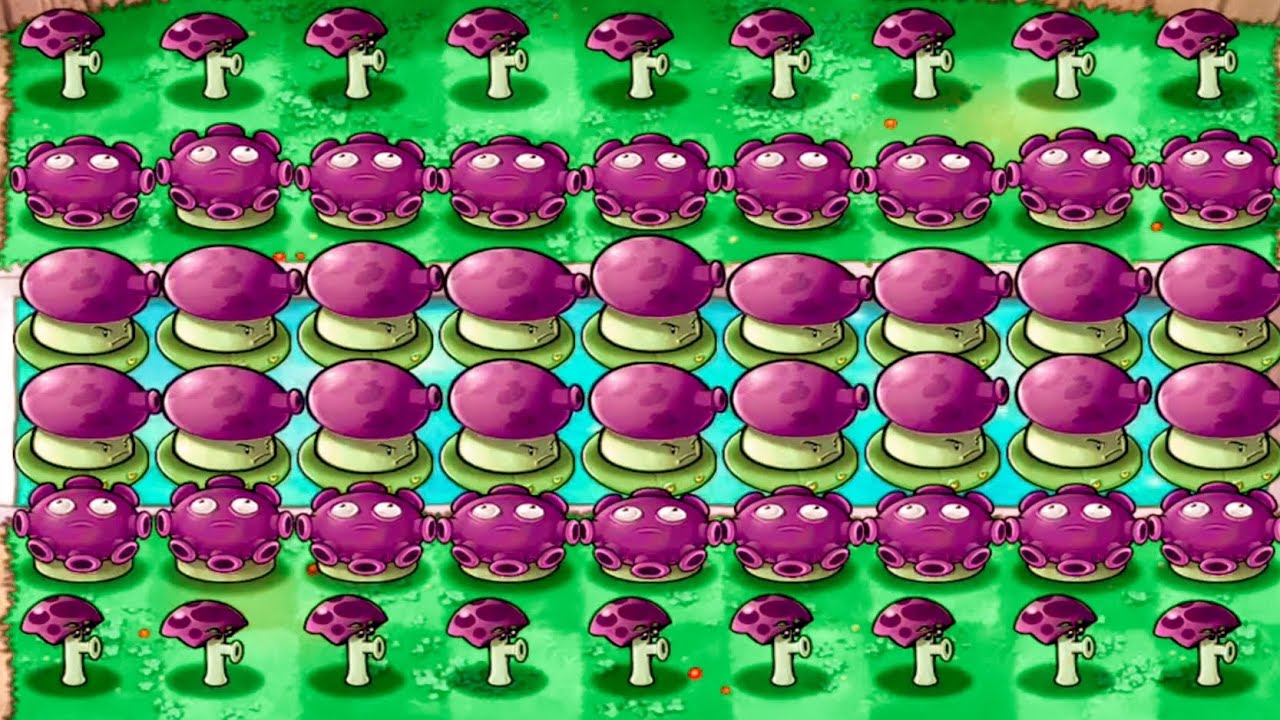 Fume shrooms and gloom shrooms vs all zombies in puzzle endless pvz ...