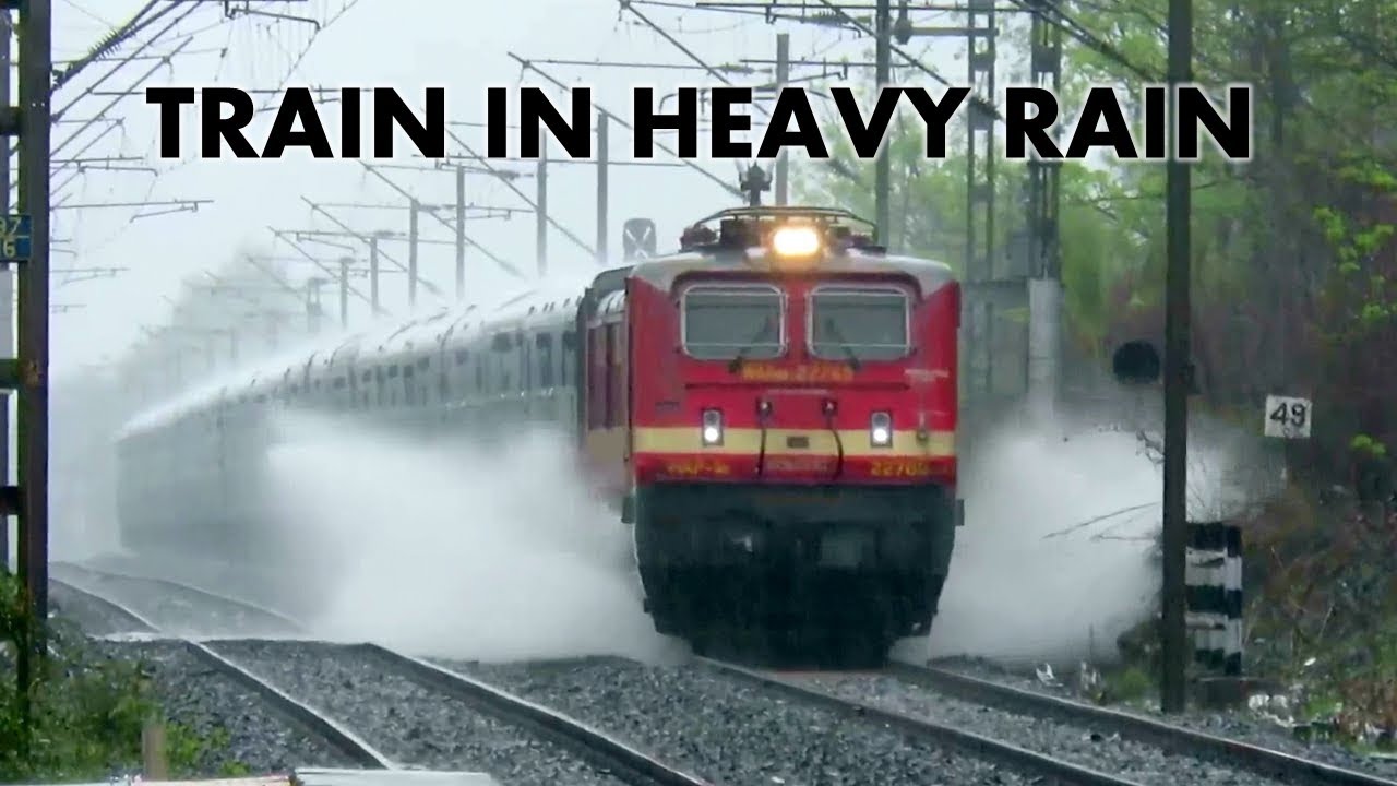 Train with heavy rain and thunderstorms.. #train - YouTube