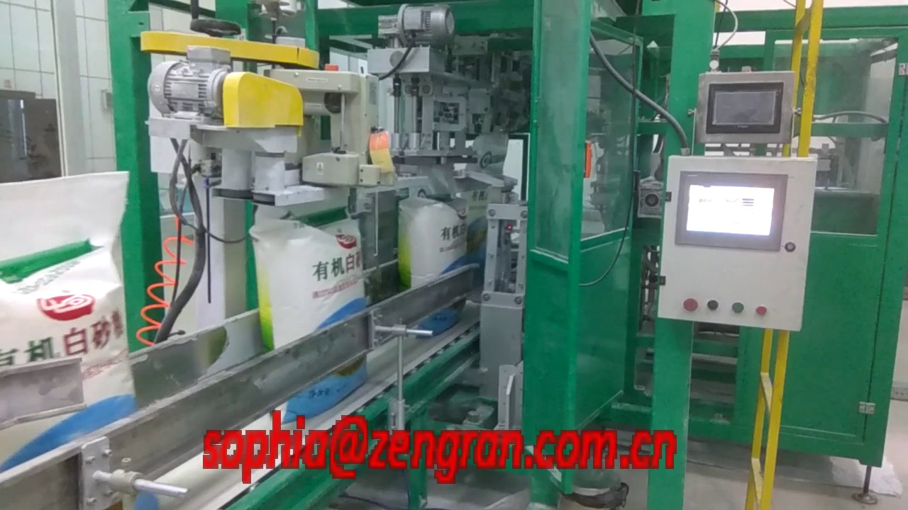 Automatic bagging machine for 25kg sugar - YouTube