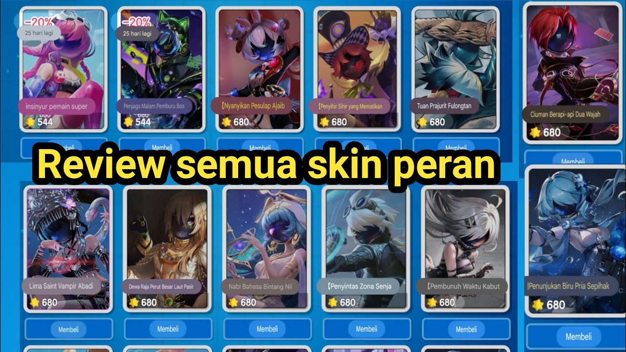 SEMUA SKIN PERAN!!! REVIEW TAMPILAN SEMUA SKN PERAN SUPER SUS - SKIN ...