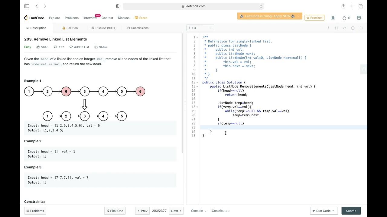 Remove Linked List Elements #leetcode #csharp #easy - YouTube
