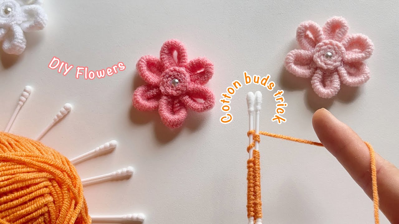 Superb Woolen Flower Craft Ideas with Cotton buds - DIY Woolen Flowers ...