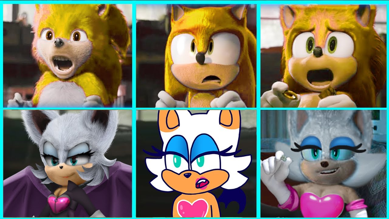 Sonic The Hedgehog Movie SUPER SONIC vs ROUGE THE BAT Uh Meow All ...