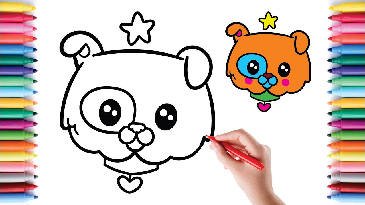 HOW TO DRAW A CUTE DOG FACE FOR KIDS | EASY STEP BY STEP | MINNIE ...
