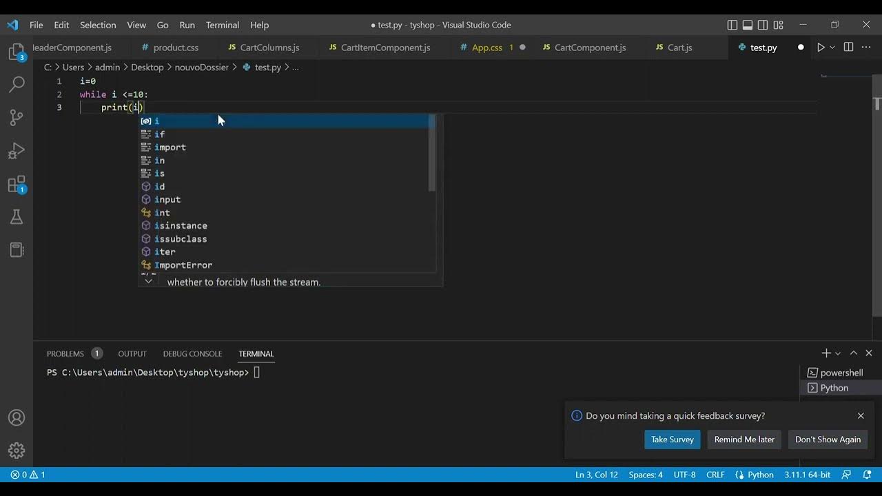 programmation python dans vscode : comment créer une boucle while boucle tant que en python ...