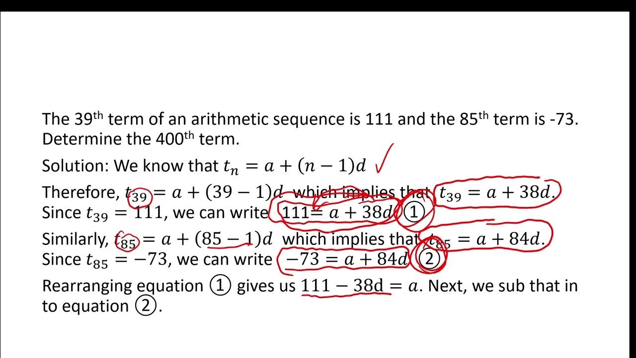 Grade 11 Functions MCR3U Lesson 9.020 Arithmetic Sequences - YouTube