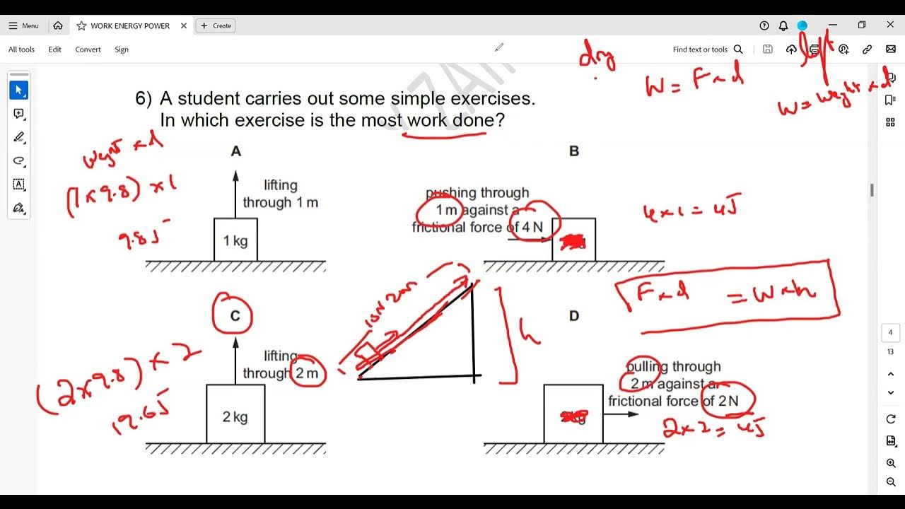 Exercise 1 Work Power and Efficiency MCQs 1 to 14 IGCSE/O level Physics ...