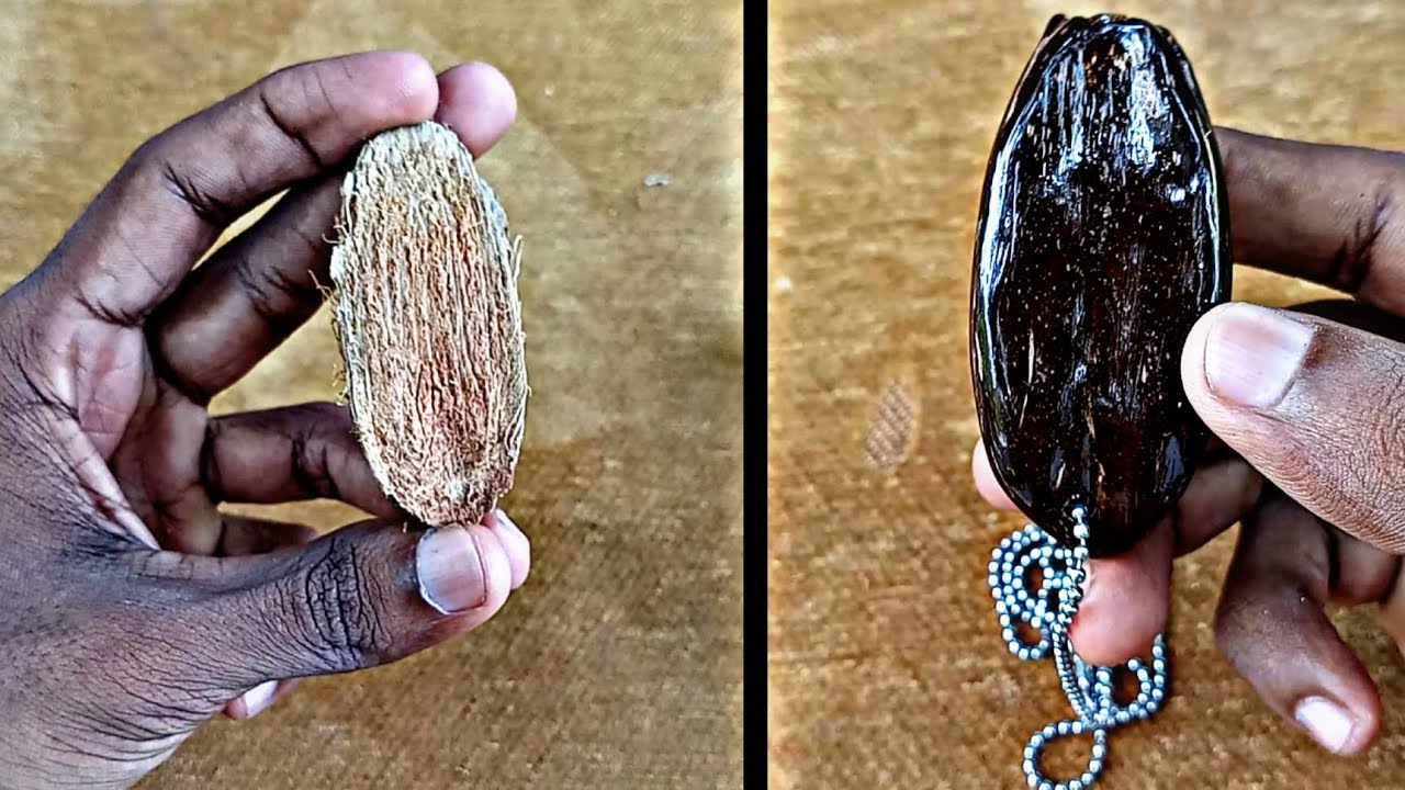 small coconut shell locket #coconut #diy #viral #craft #trending #art ...