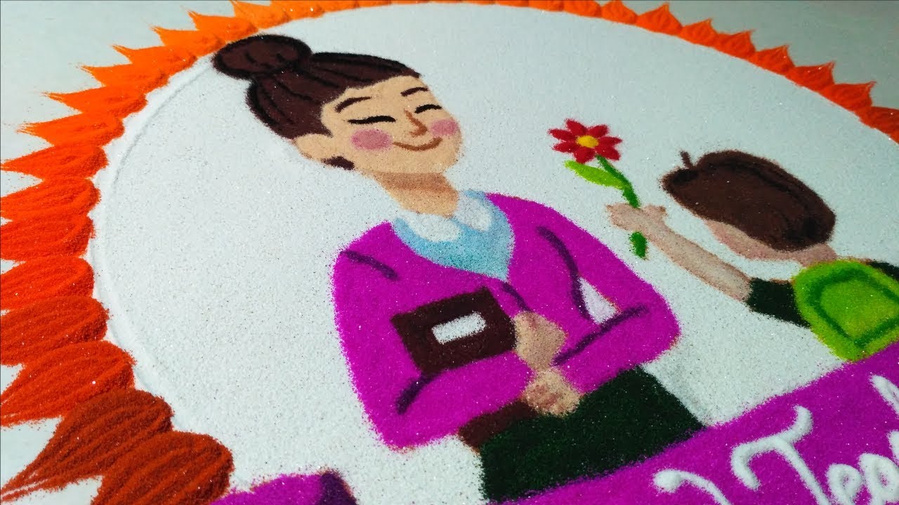 Teacher day special rangoli design. Happy teacher day. - YouTube