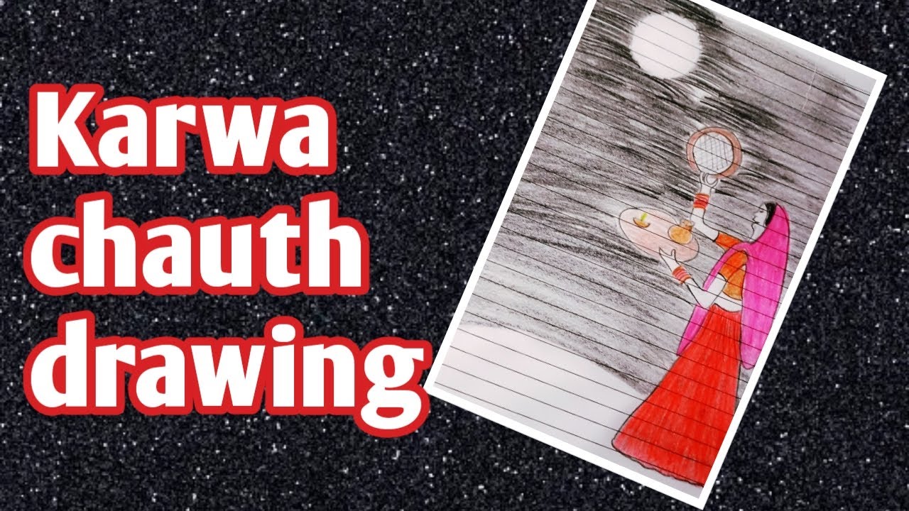 Traditional Karva Chauth Drawing/how to draw Karwa Chauth drawing/step ...