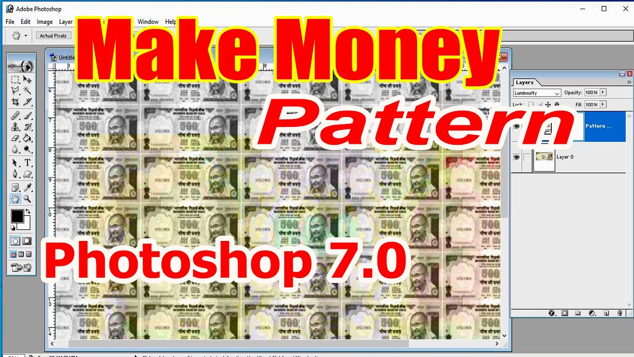 How to make money pattern in Photoshop 7 tutorial - YouTube