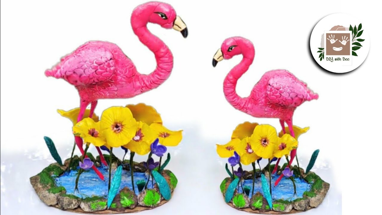 Flamingo Sculpture/ Home decor/ Homemade airdry clay/ art and craft ...