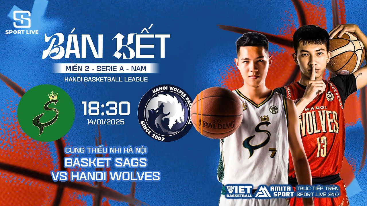 LIVESTREAM || HBL BÁN KẾT MIỀN 3 | BASKET SAGS - HANOI WOLVES | Màn Derby đất Cầu Giấy! - YouTube