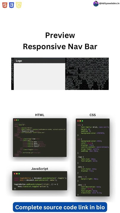 Responsive Navigation Bar Tutorial | Day 1 | HTML, CSS & JS Project - YouTube