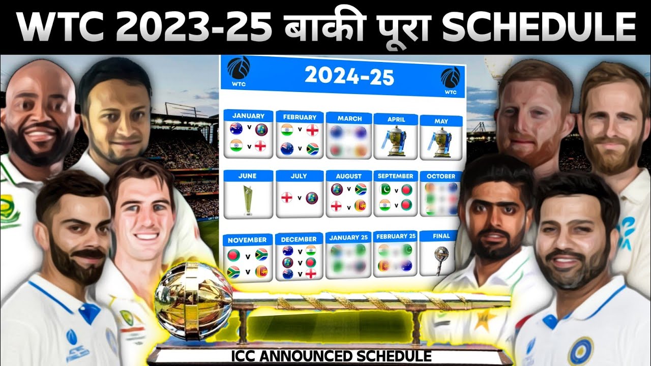 WTC 2023 25 FULL SCHEDULE | World test championship 23-25 ALL UPCOMING ...