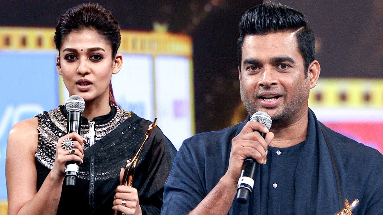 Nayanthara and Madhavan acknowledged their team's diligence in winning the award - YouTube