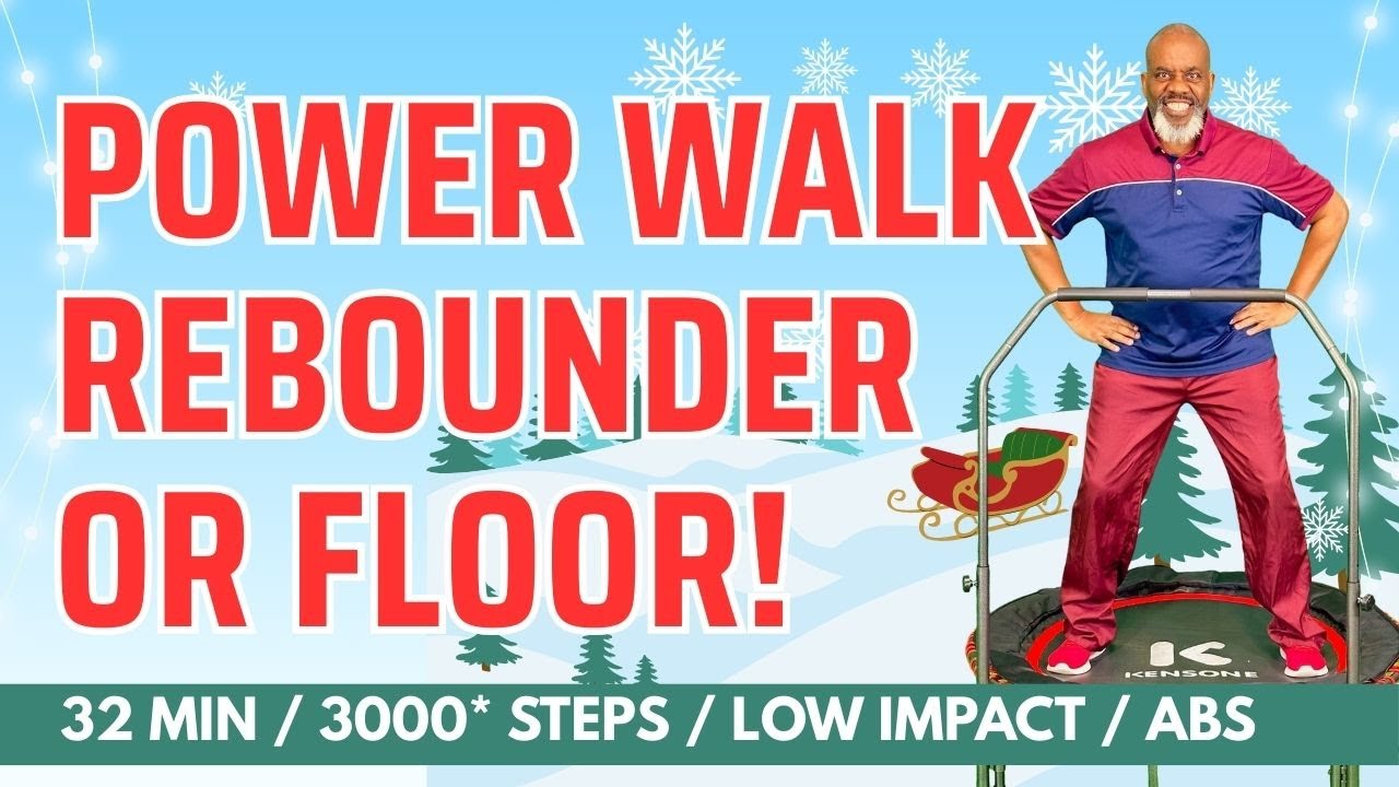 Try This Power Walk on Rebounder or Floor! No Jumping 3000 Steps - YouTube