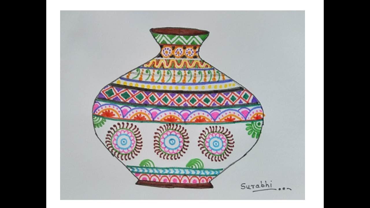 kalasha drawing design easy - YouTube