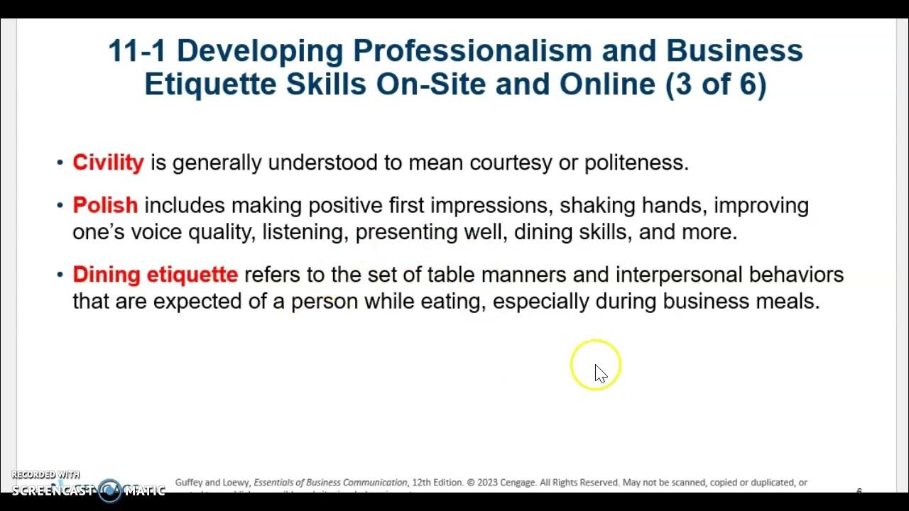 Professionalism and Business Etiquette - YouTube