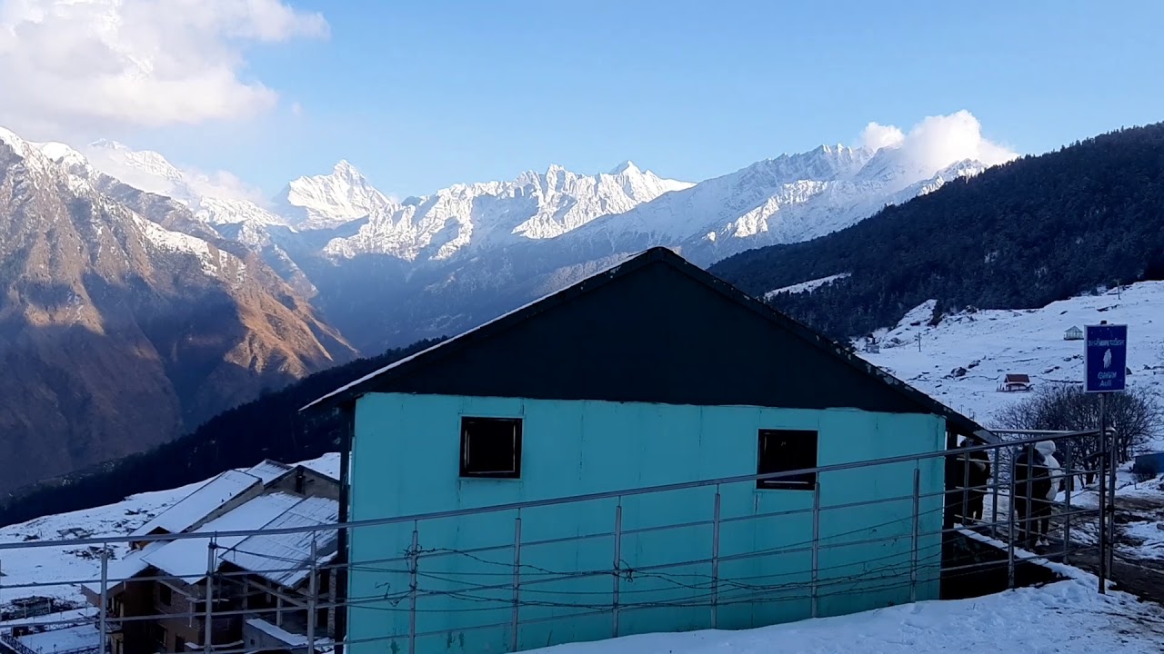 Auli snow fall and beautiful mountains - YouTube