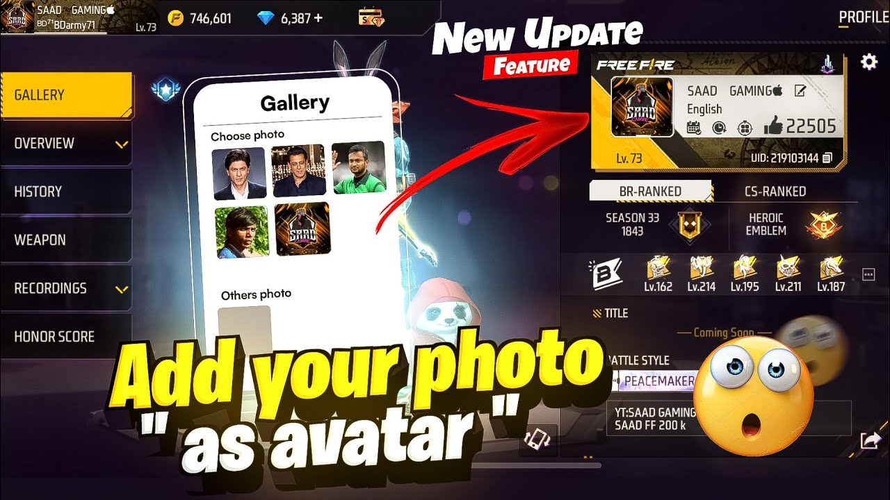 How To Add Profile Photo In Free Fire | Add Your Photo As Avatar | Free ...