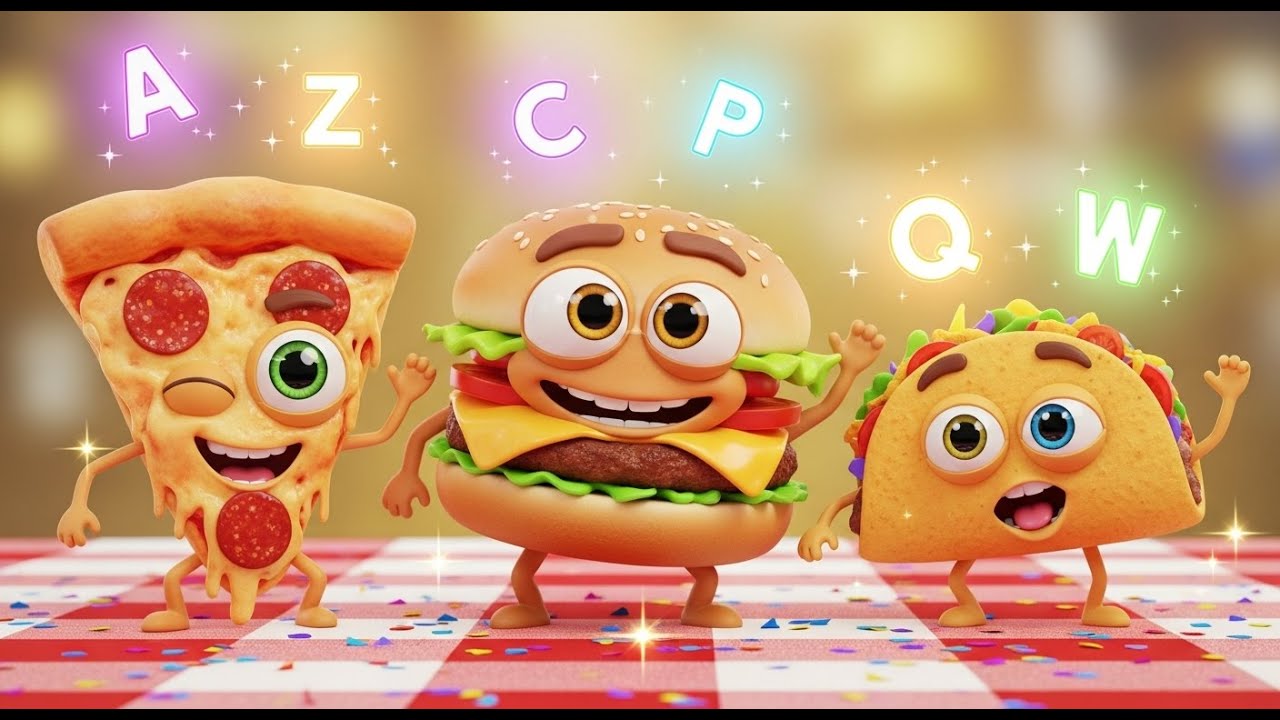 Learn A to Z with Funny Food Faces | Alphabet Song for Kids - YouTube