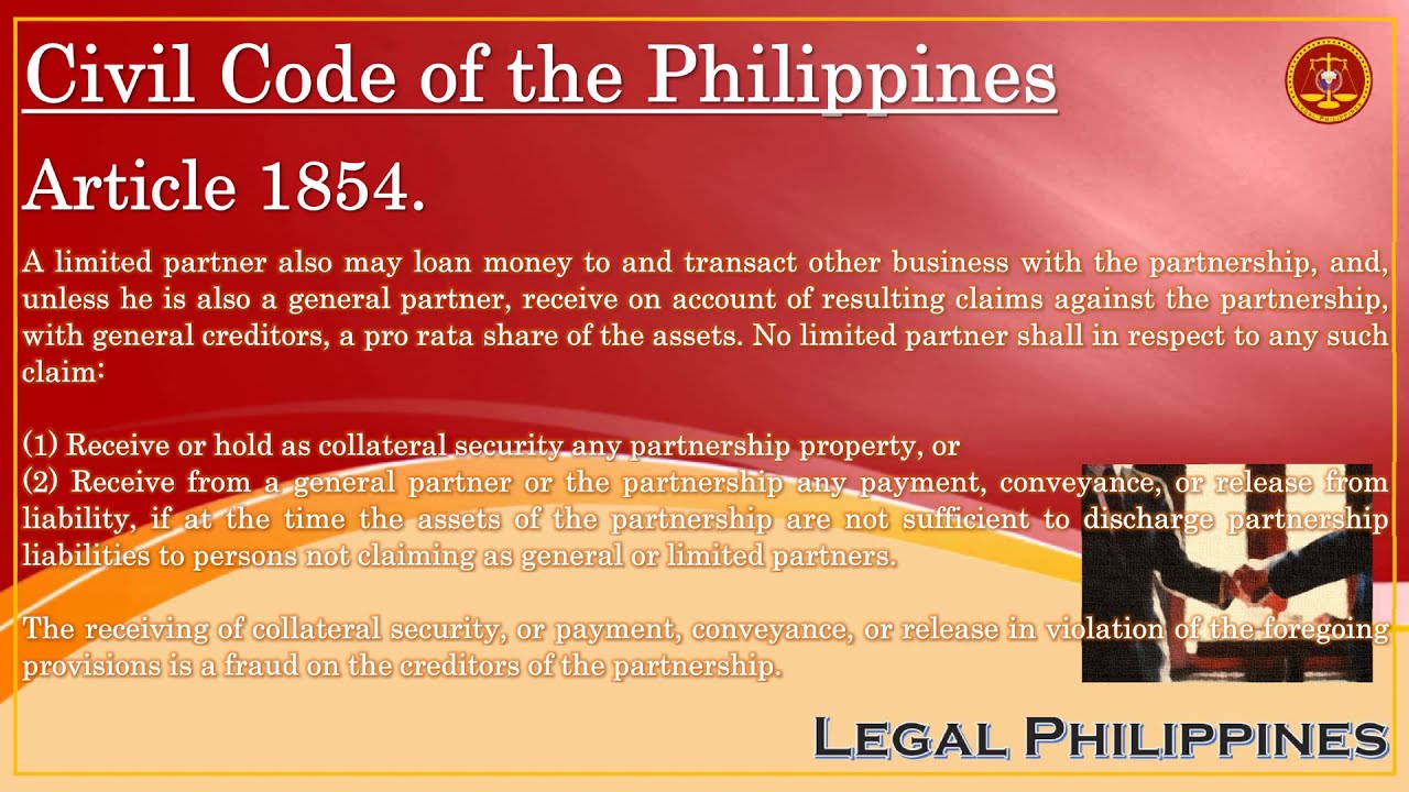 Civil Code of the Philippines, Article 1854 - YouTube