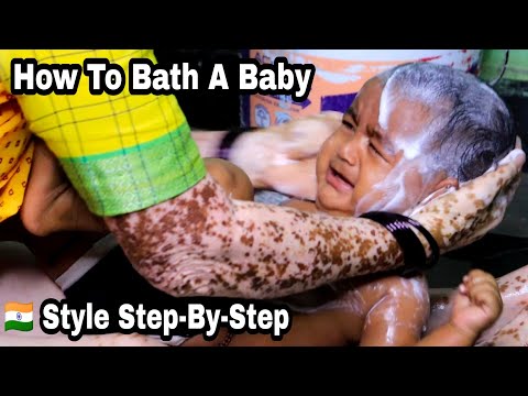 Old Technic Easy Head Bath | How To Bath A Child Baby | Indian Style Bath Step-By-Step | Full Video