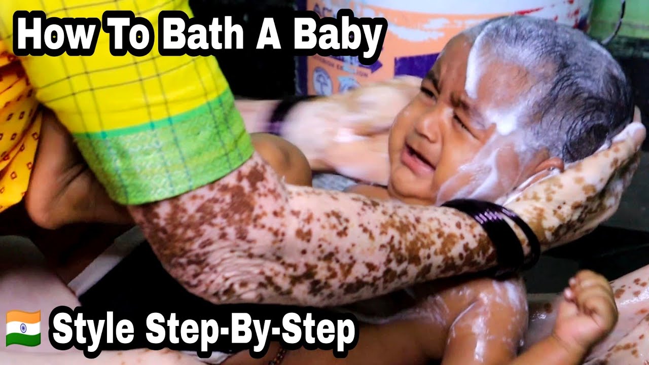 Old Technic Easy Head Bath | How To Bath A Child Baby | Indian Style ...