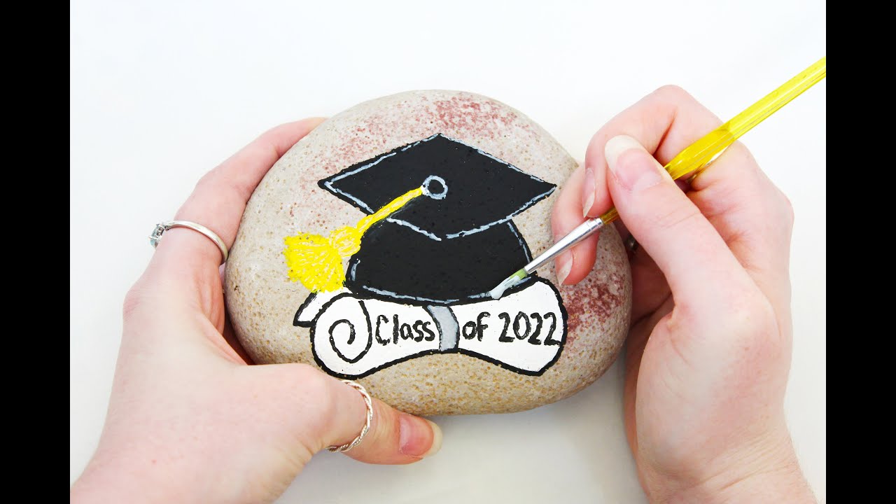 2022 Graduation Cap and Diploma Painted Rock | Step-by-Step Tutorial ...