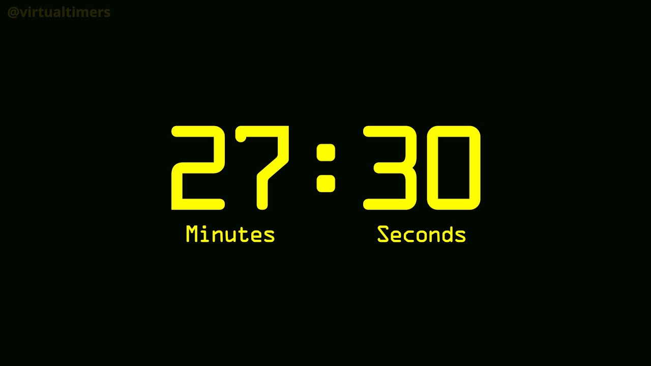 27 Minutes and 30 Seconds Countdown Timer with Alarm and Time Markers ...
