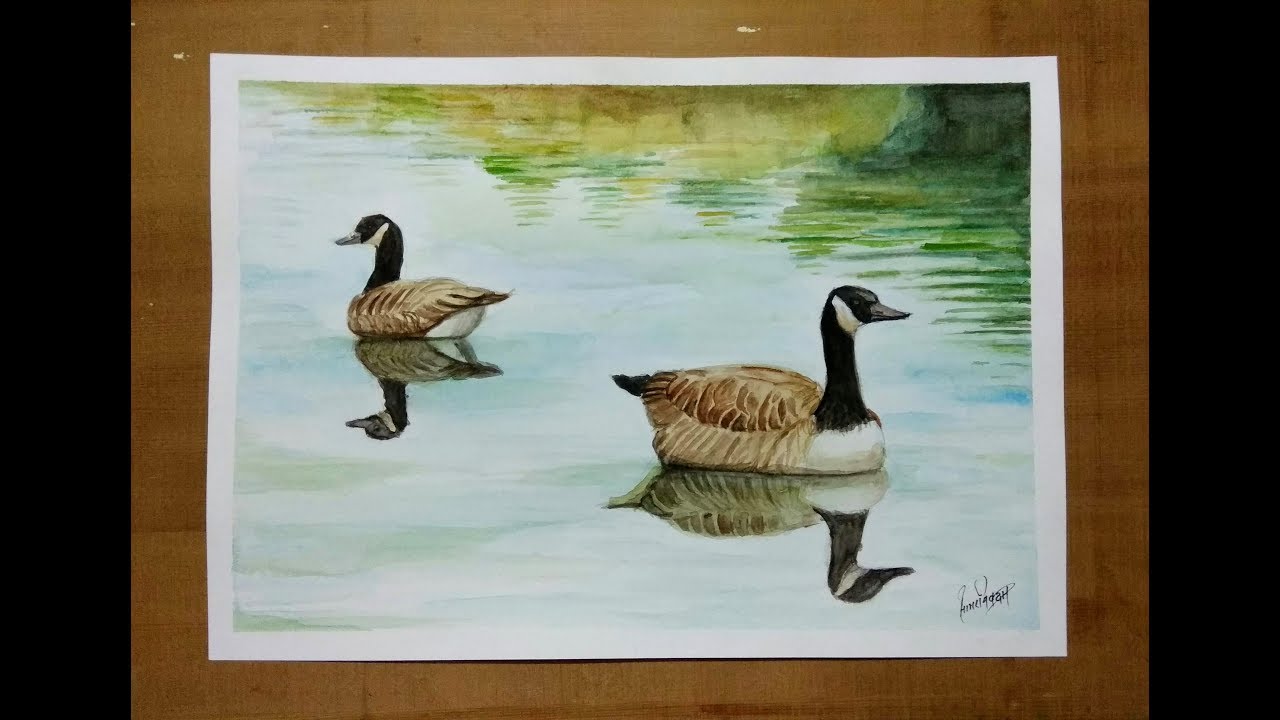 Ducks in a lake (Watercolor Painting) - YouTube