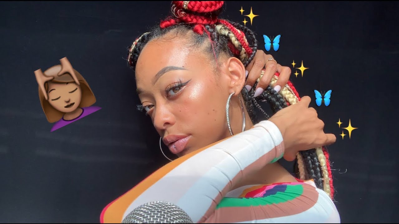 ASMR | PLAYING WITH MY BRAIDS + RAMBLING 💆🏽‍♀️🦋 - YouTube