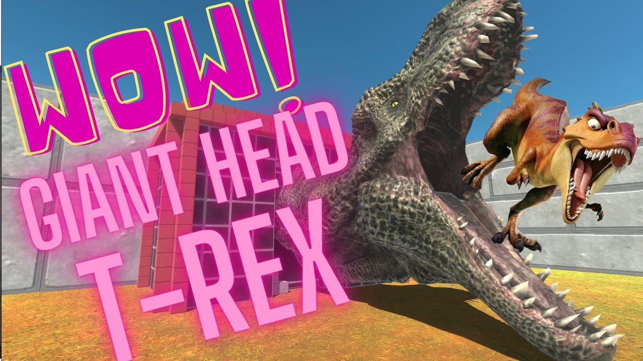WOW !! GIANT T-REX HEAD vs. DINOSAURS - Animal Revolt Battle Simulator ...