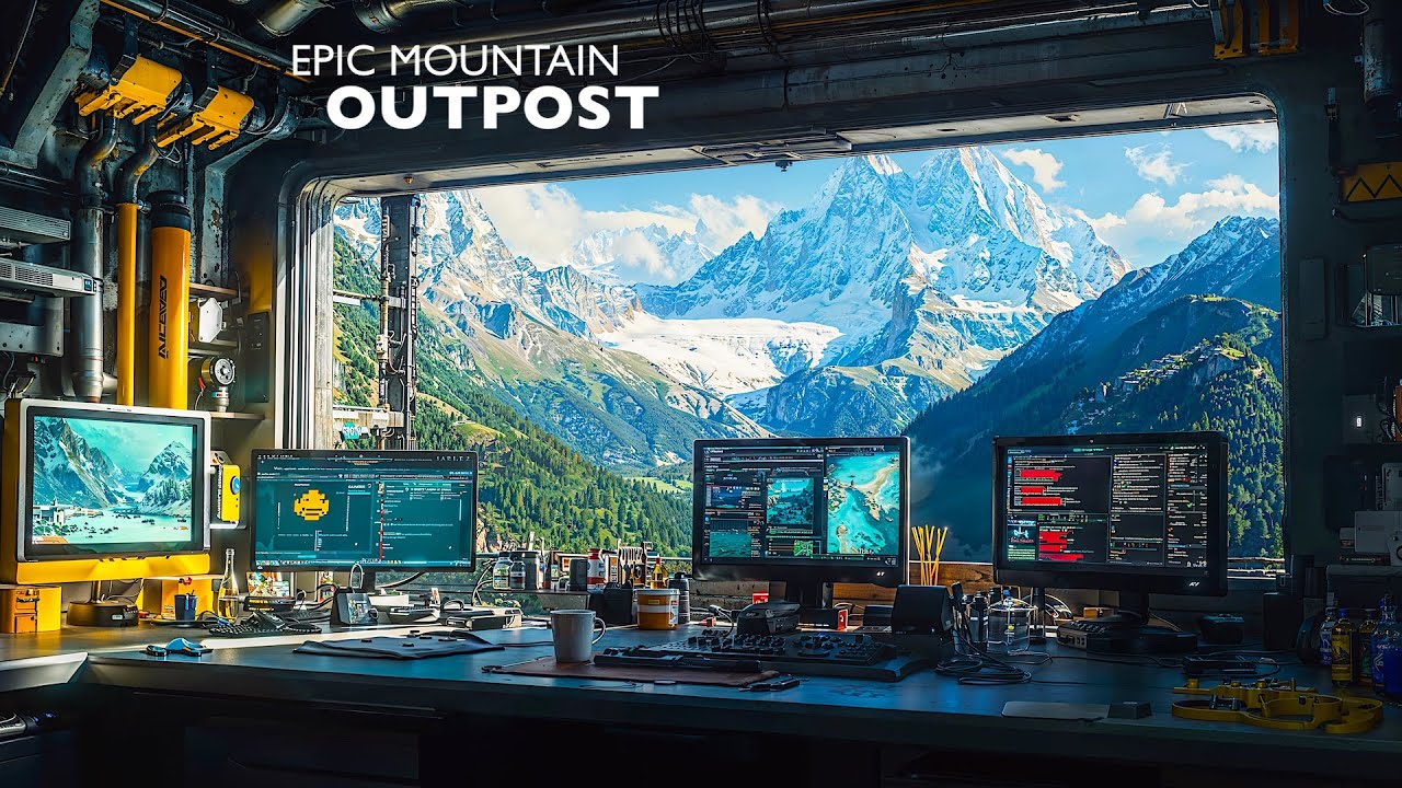 Epic Sci-Fi Mountain Outpost | Spring Ambience for Sleep, Focus ...