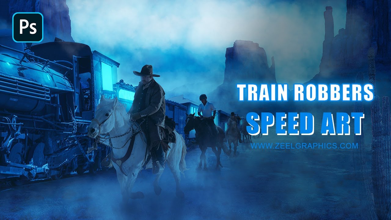 Create a Train Robbers Manipulation in Photoshop | Photoshop Tutorial ...