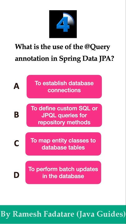 Spring Boot Quiz 25 - What is the use of Query annotation in Spring Data JPA ? #springboot #quiz ...
