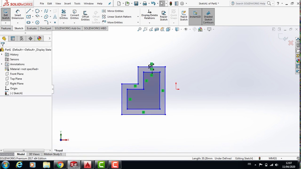 SolidWorks: offset (décaler les entités) - YouTube