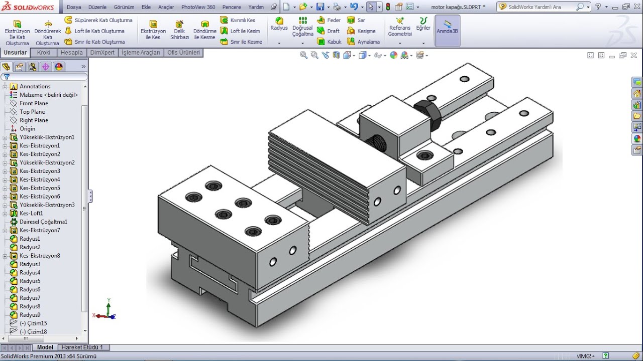 Solidworks Tutorial Vise Design ( Mengene Tasarımı ) - YouTube