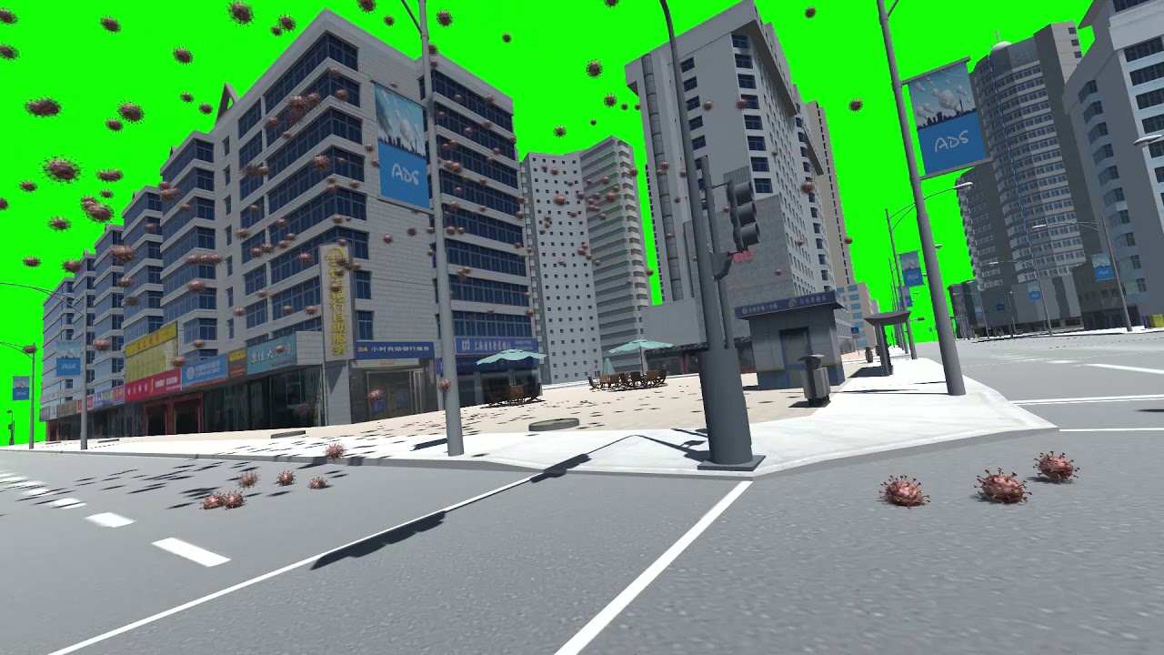 Corona Virus Spread Simulation In A City Green Screen - YouTube