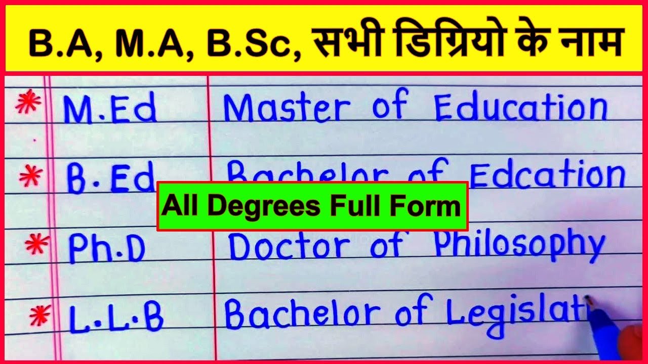 डिग्रीओ का फुल फोर्म | All Degrees Full Form | Full Names of all ...